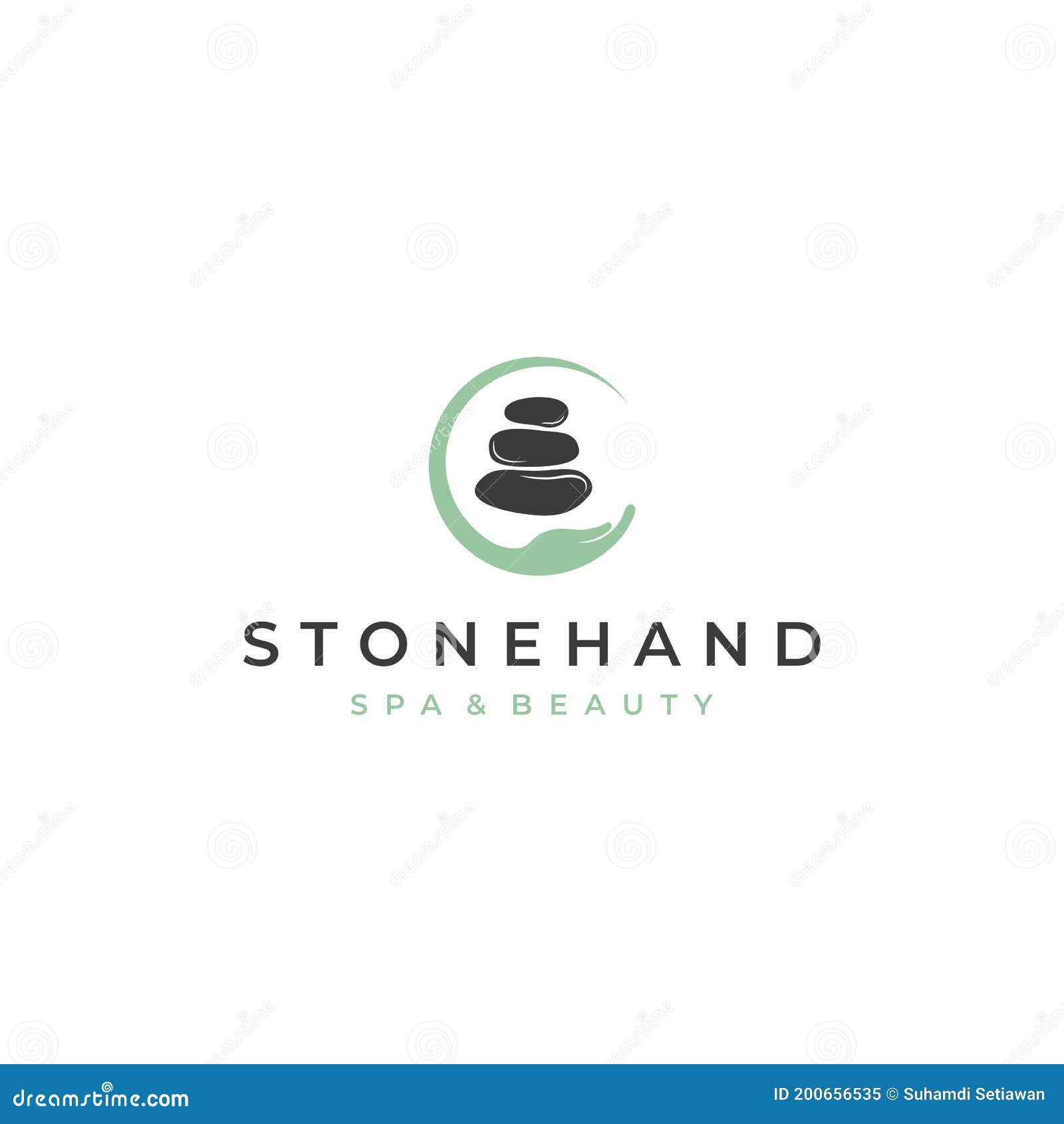 Spa Stone Circle Care Hand Logo Design Vector Stock Vector ...