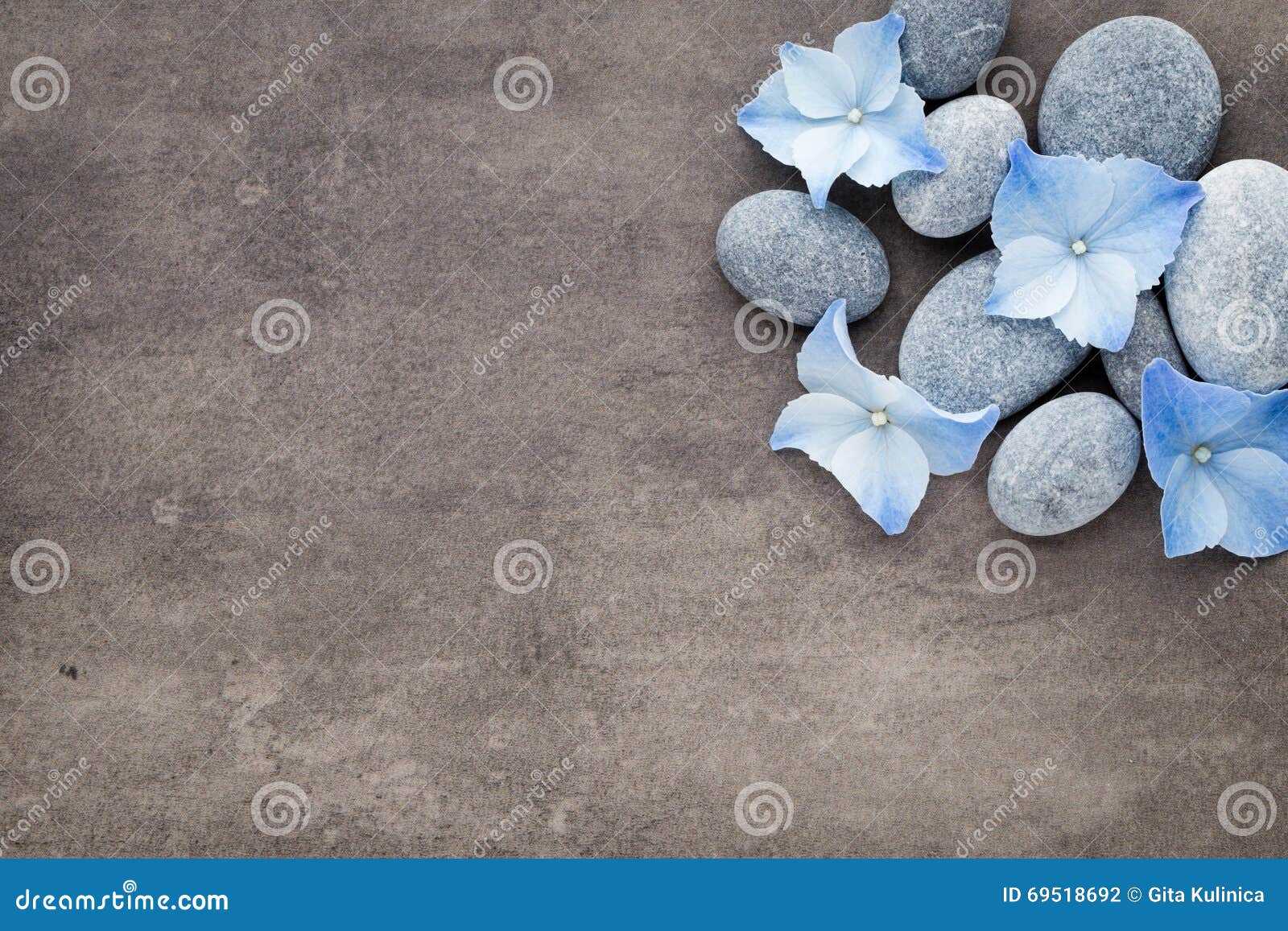 Spa Stones and Flowers on Grey Background. Stock Photo - Image of ...