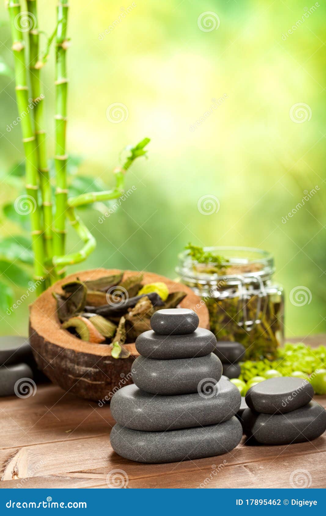 Spa Stones on Green Background Stock Photo - Image of mineral, relax ...