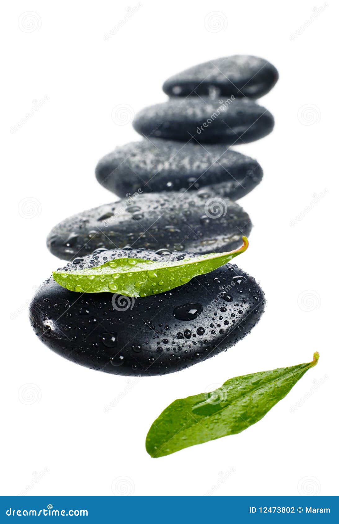 Spa stones with leaf stock photo. Image of medication - 12473802