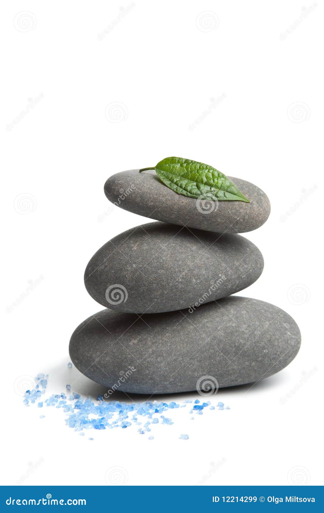 Spa Stones with Leaf and Salt Isolated Stock Image - Image of body ...