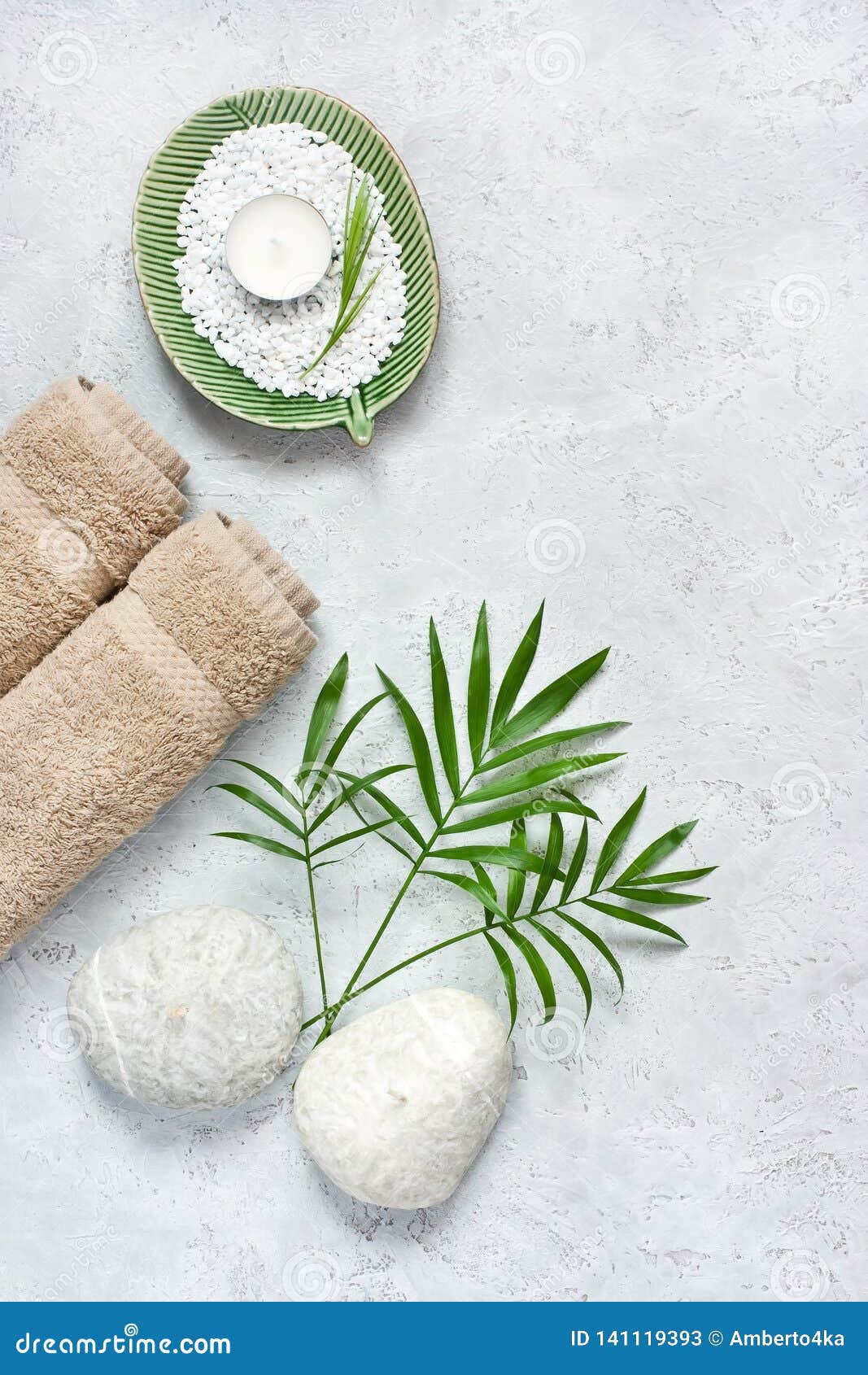 Spa Stones and Leaves on Grey Background Stock Image - Image of massage ...