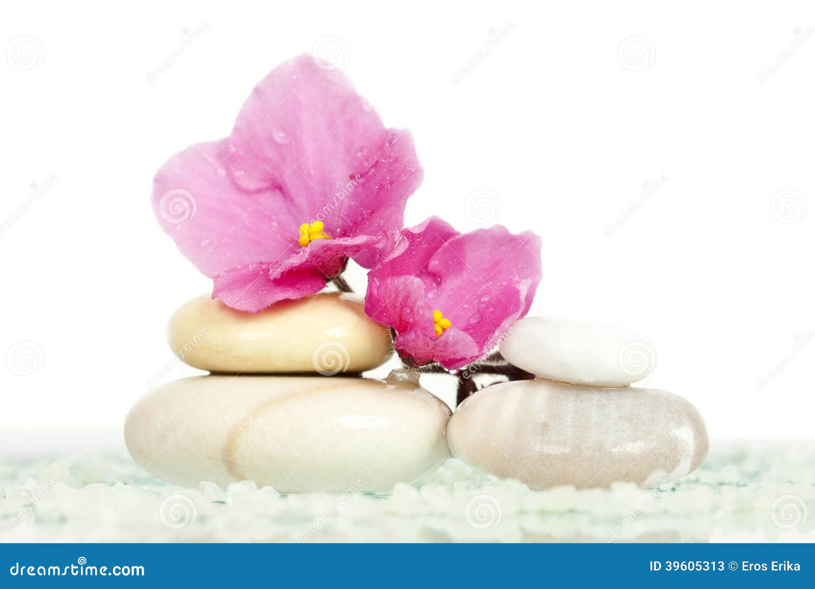 Spa stones and pink flower stock image. Image of isolated - 39605313