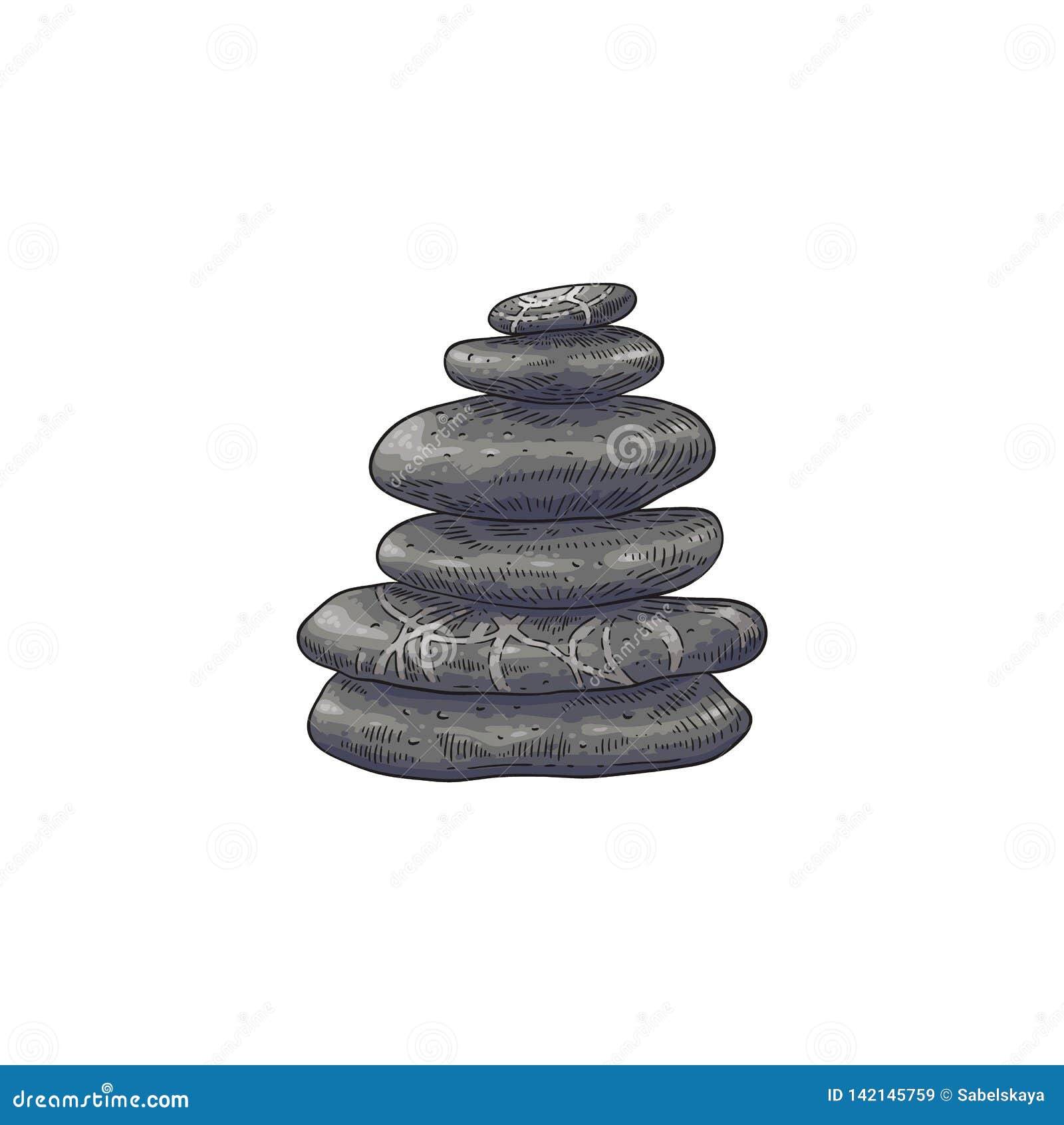 Spa Stones in Stack Vector Illustration in Sketch Style. Stock Vector ...