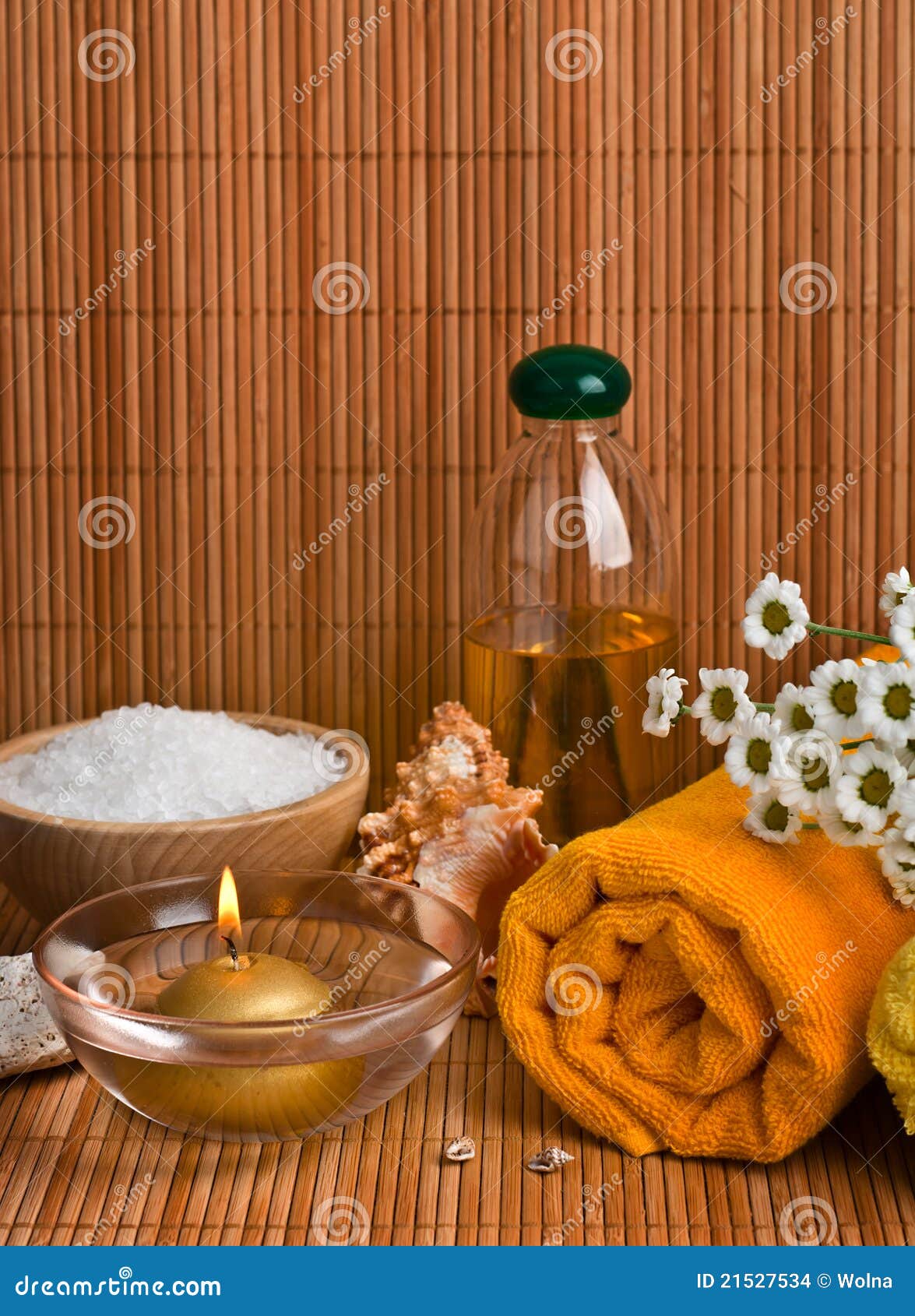 Spa Style Towel with Flowers and Candle Stock Photo - Image of massage ...