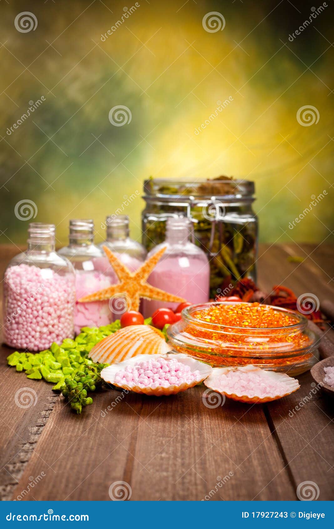 Spa Supplies - Aromatherapy Bath Salt Stock Image - Image of relax ...