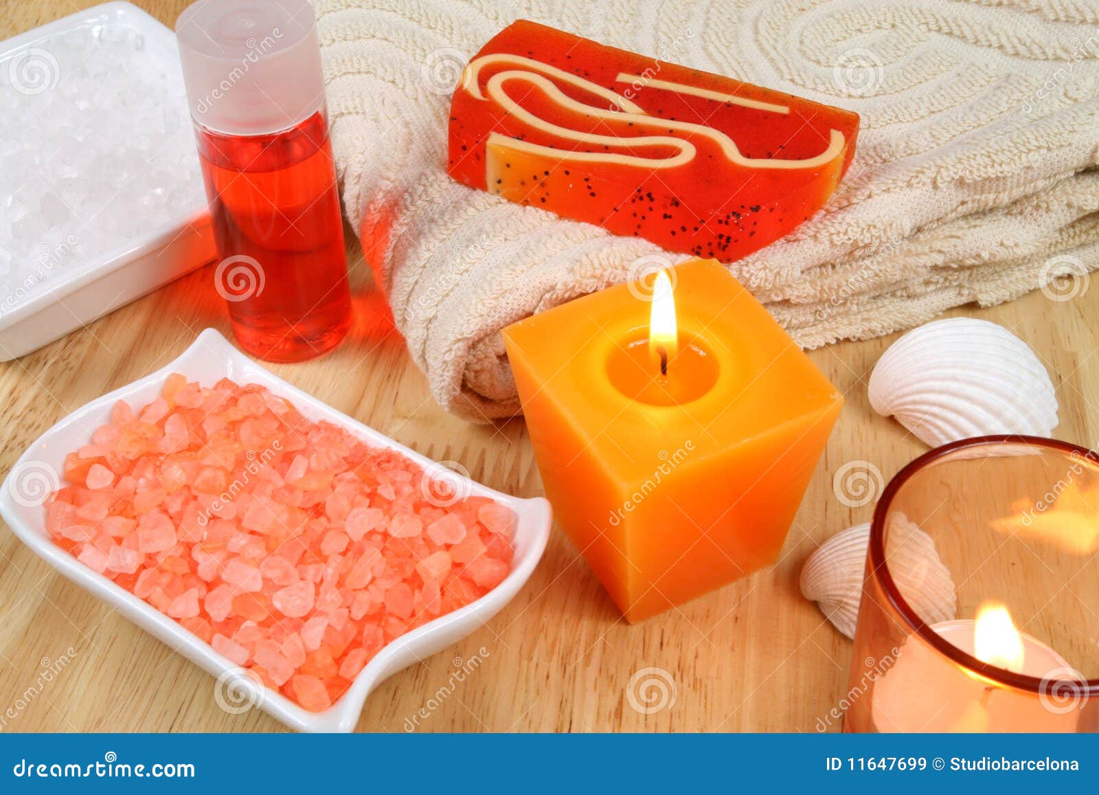 Spa tools in orange stock image. Image of health, crystal - 11647699