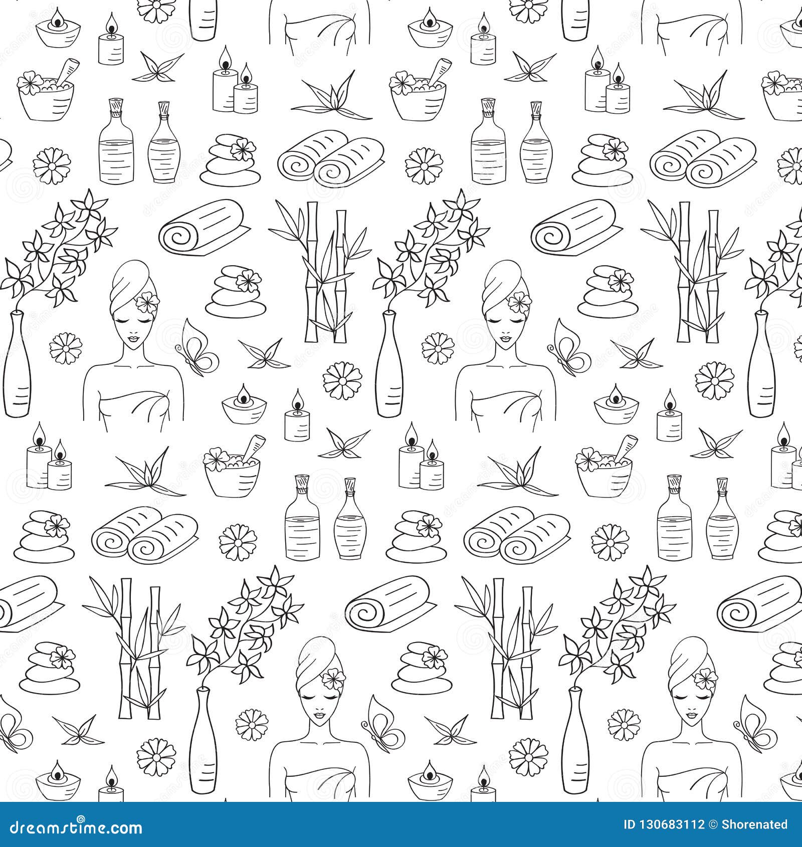 Spa Treatment, Massage and Therapy Vector Seamless Background Pattern ...