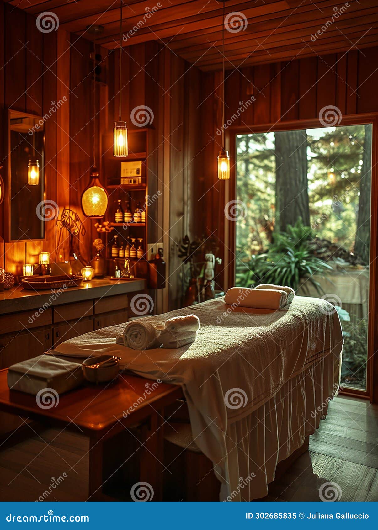 Spa Treatment Room with Massage Table Stock Image - Image of center ...