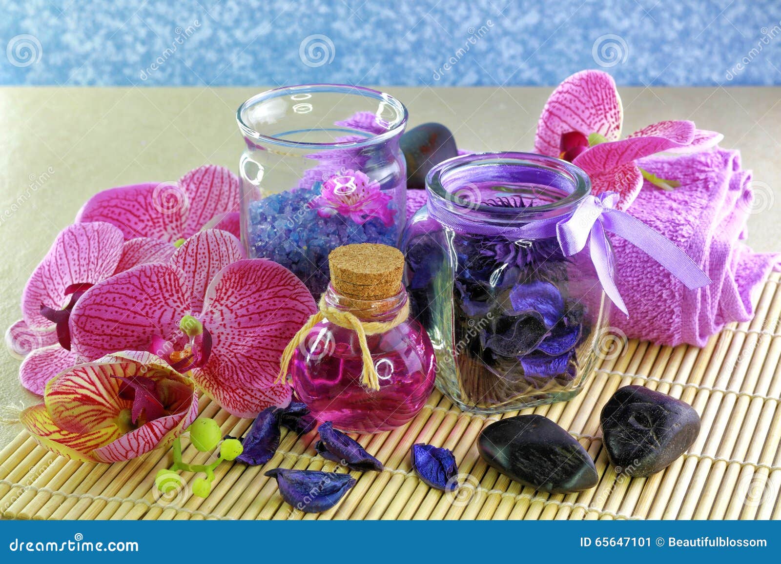 Spa Treatment Setting with Purple Theme Stock Image - Image of concept ...