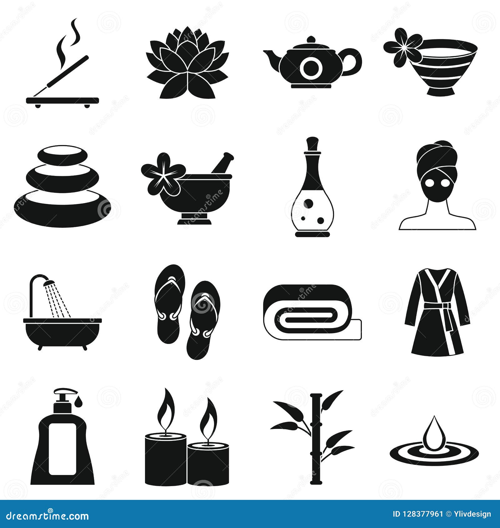 Spa Treatments Icons Set, Simple Style Stock Illustration ...