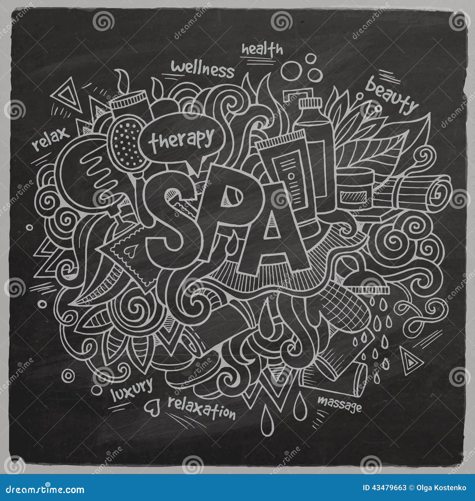 Spa Vector Hand Lettering and Doodles Elements Stock Vector ...