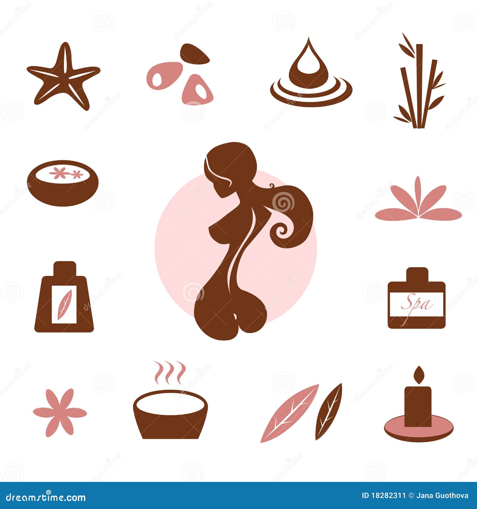 Spa and Wellness Icon Collection - Brown Stock Vector - Illustration of ...