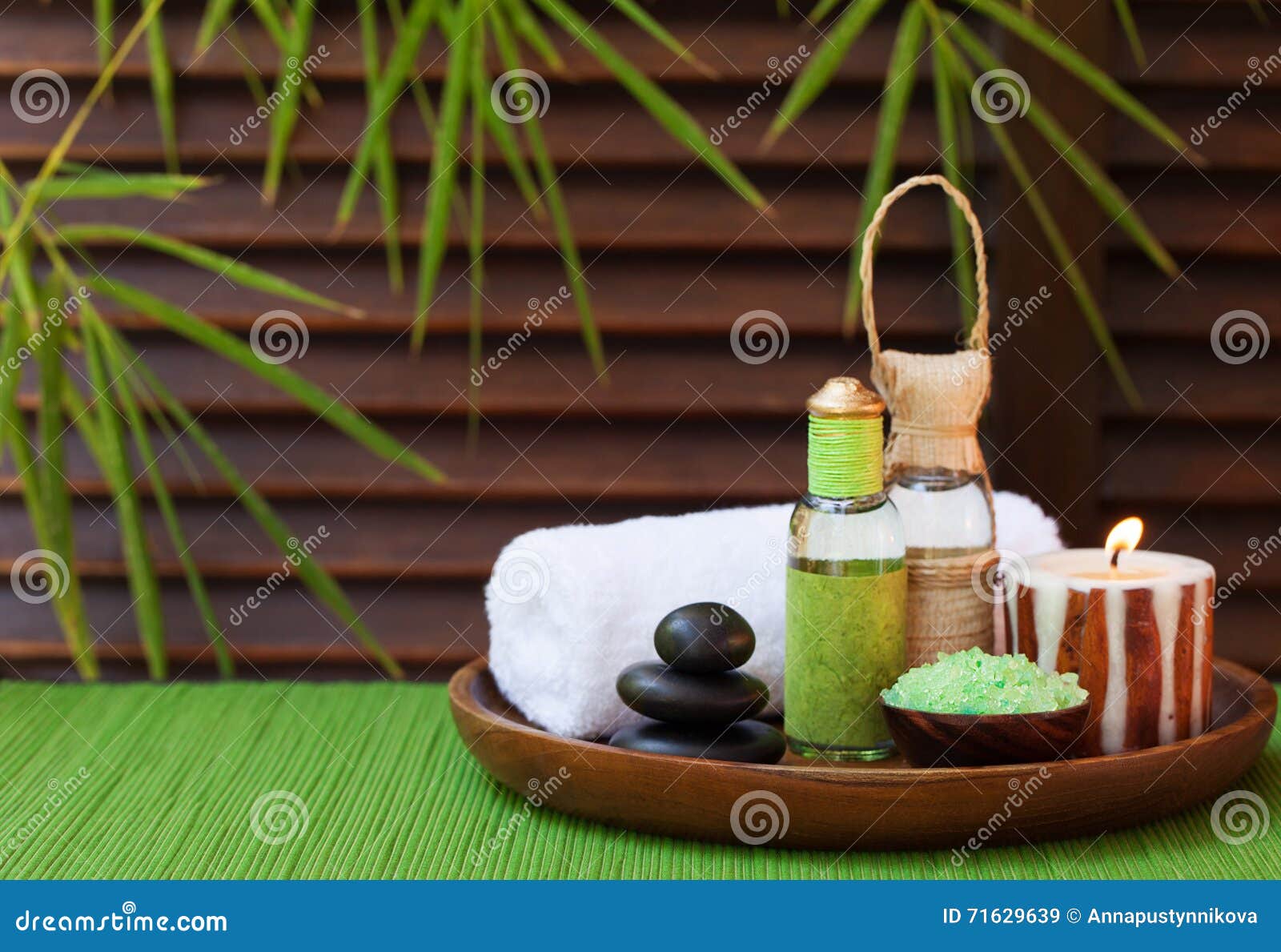 Spa And Wellness Massage Setting Still Life With Essential Oil Salt