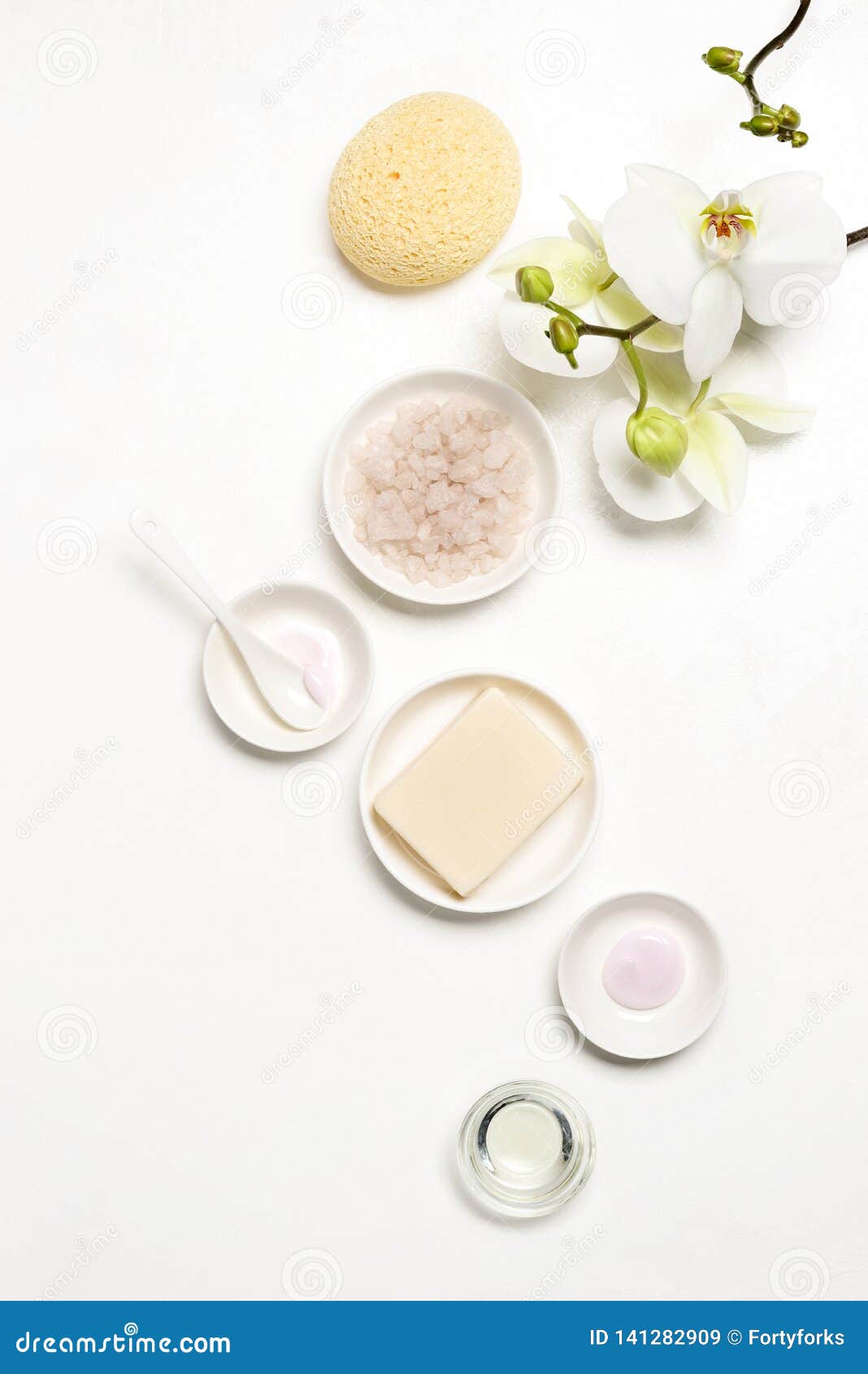 Spa White Flat Lay Background Stock Image - Image of closeup, green ...