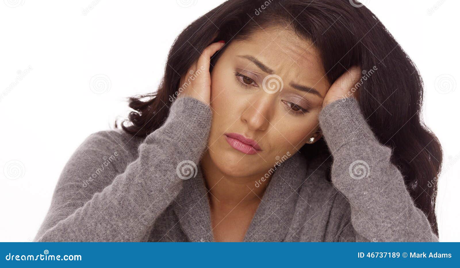 Spaanse Vrouw Met Bezorgdheid Stock Afbeelding - Image of menopauze ...