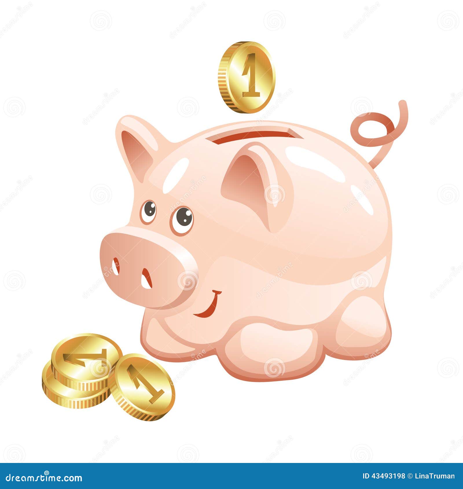 Spaarvarken Met Muntstukken Vector Illustratie - Illustration of ...