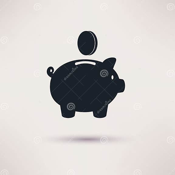 Spaarvarken Ping Circle Icon Flat Vector Vector Illustratie ...