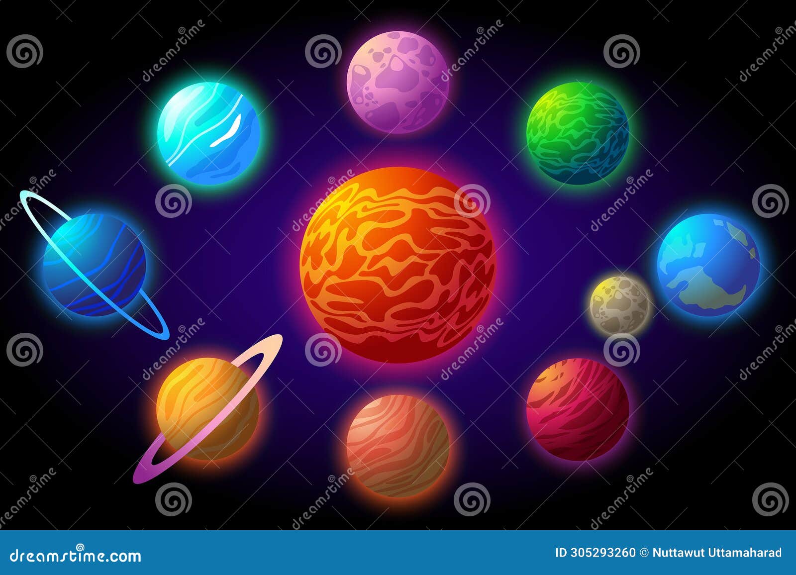 Solar System Planets Cartoon Observatory Small Planets Pluto Venus ...