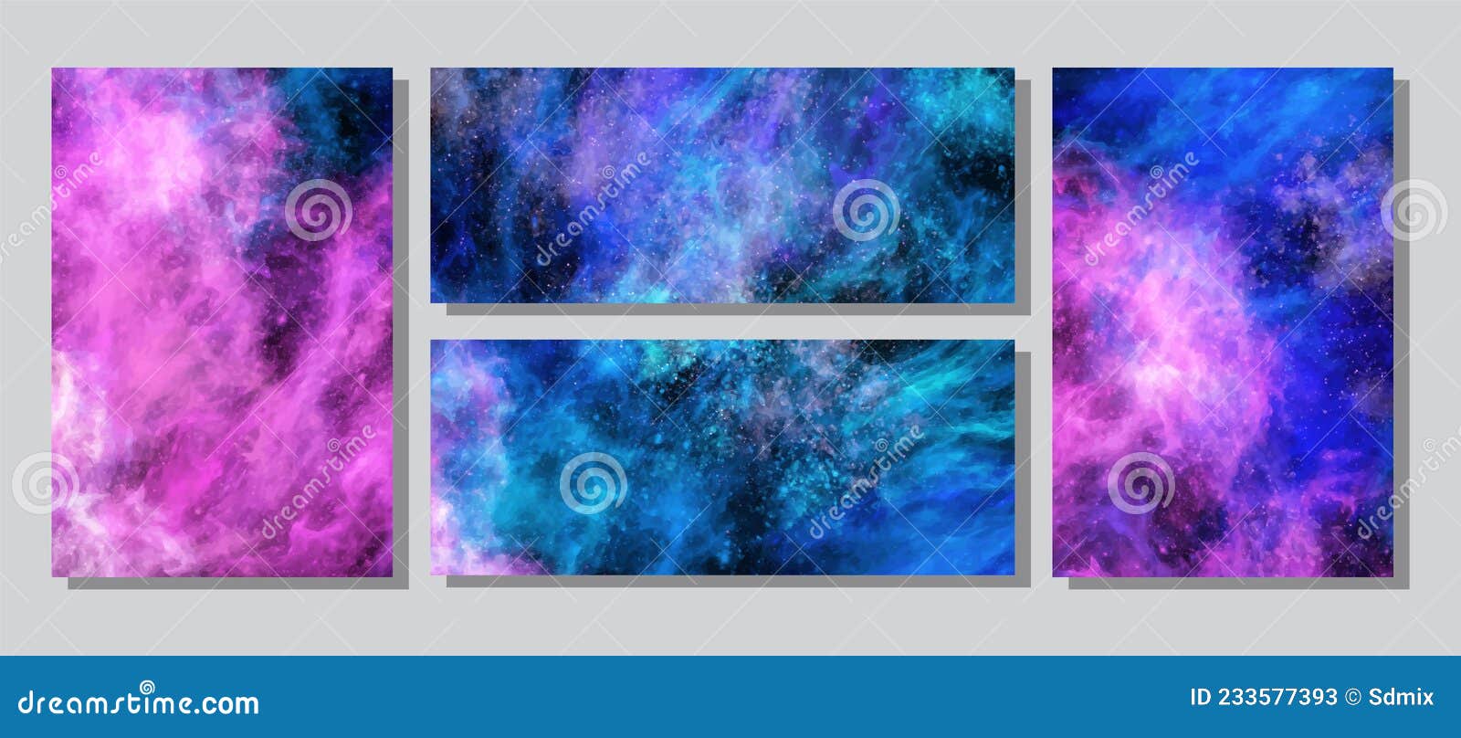 Space Abstract Galaxy Banners Set. Vector Design. Stock Vector ...