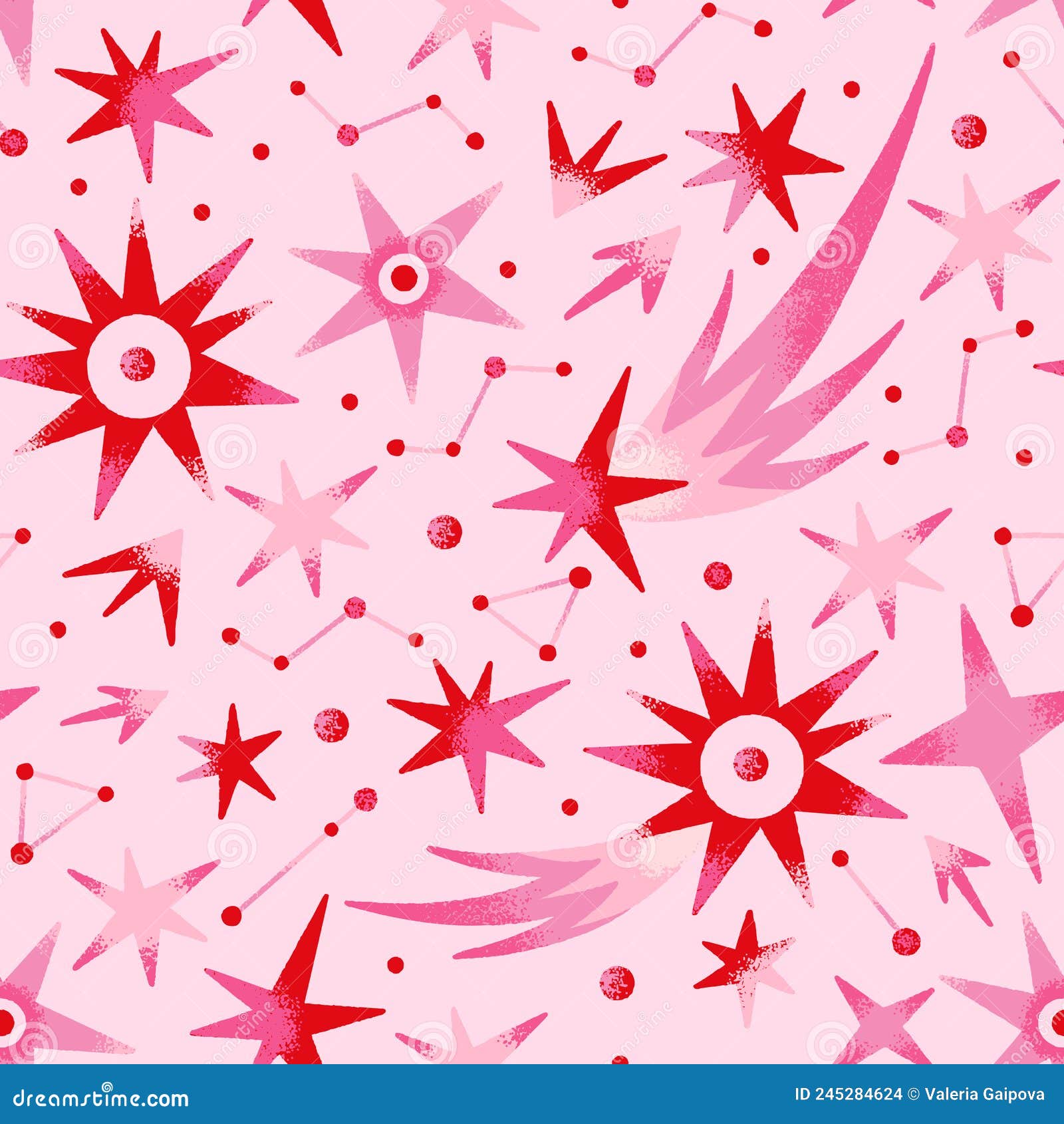 Space Abstract Seamless Pattern with Red Constellations. Vector ...