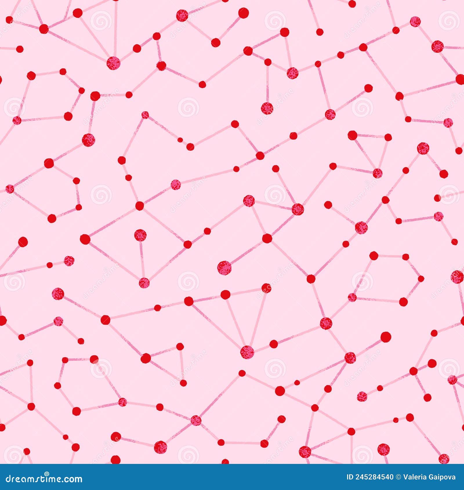 Space Abstract Seamless Pattern with Red Constellations. Vector ...