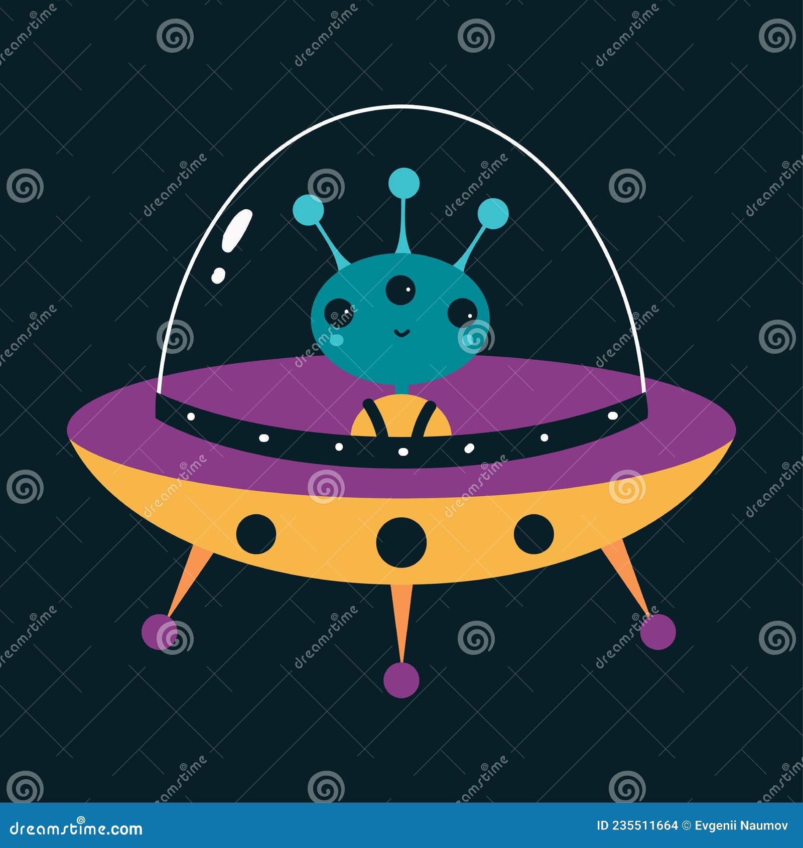 Space Adventure with Alien in Spacecraft Exploring Galaxy Vector ...