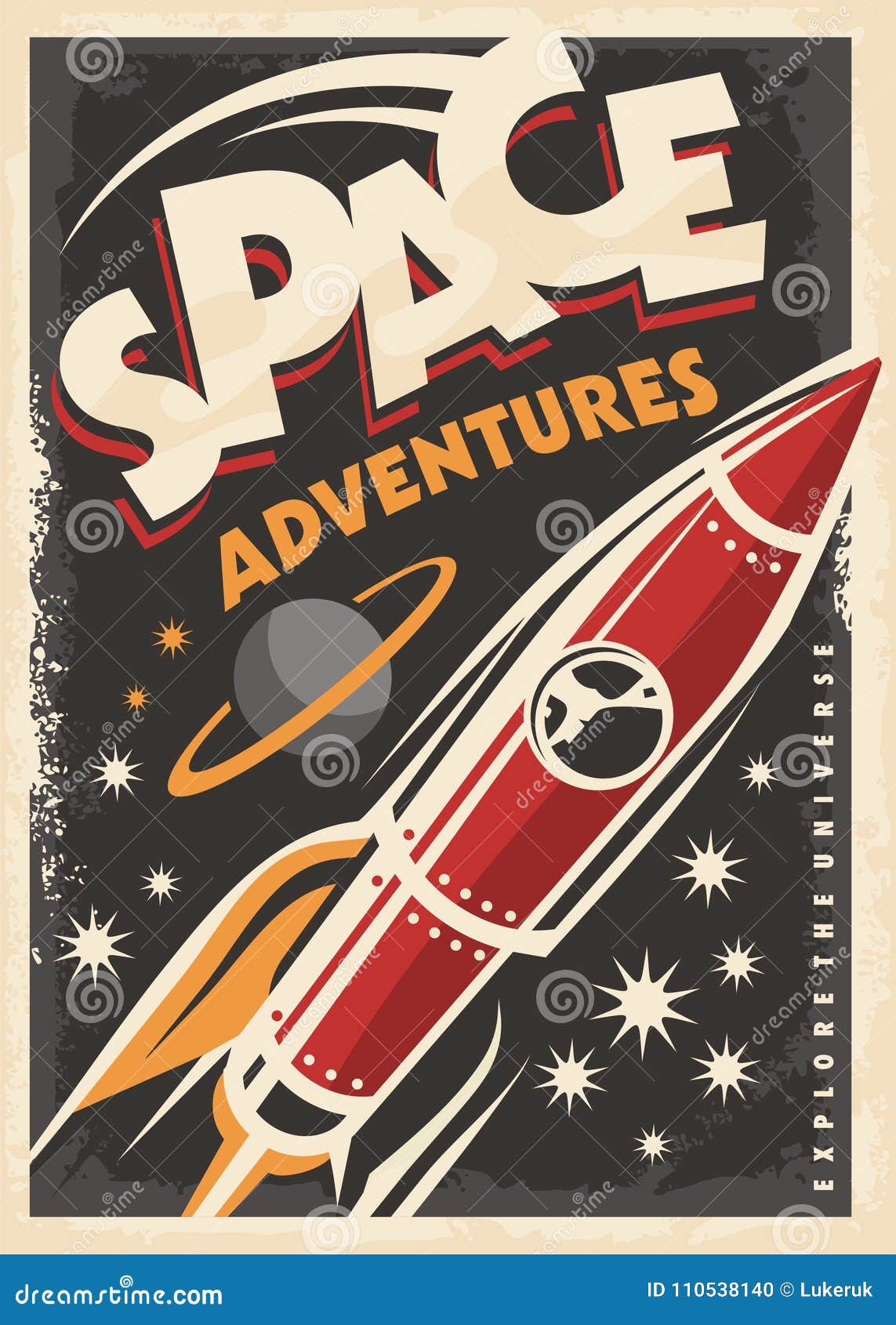 Space Adventures, Retro Poster Design Stock Vector - Illustration of ...