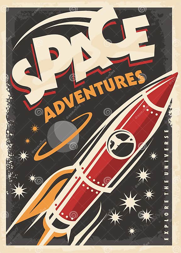 Space Adventures, Retro Poster Design Stock Vector - Illustration of ...