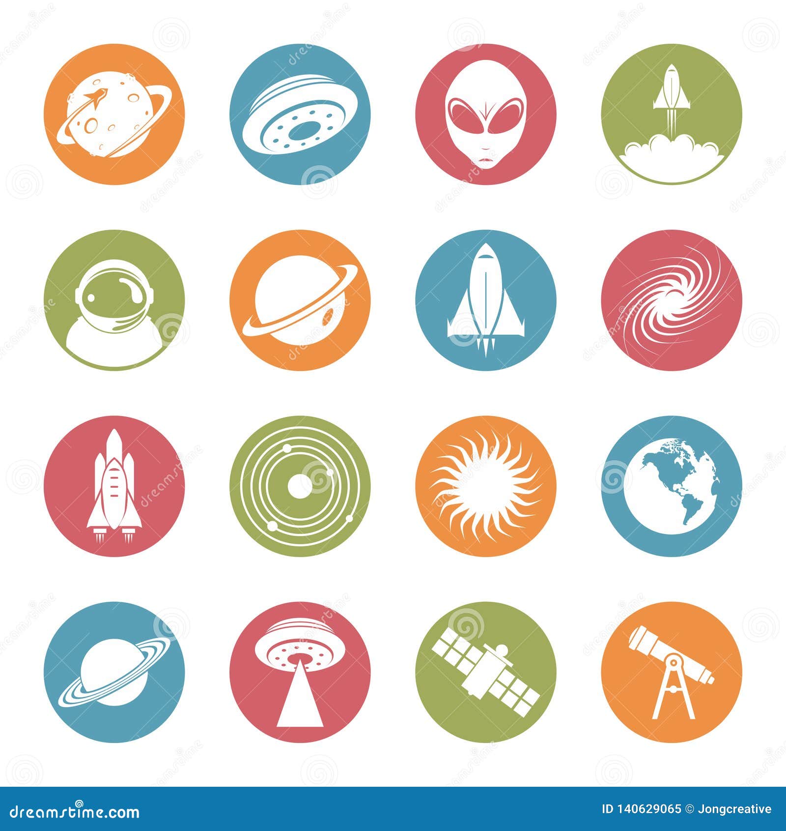 Space - Aerospace Technology Circle Colorful Flat Icon Stock Vector ...