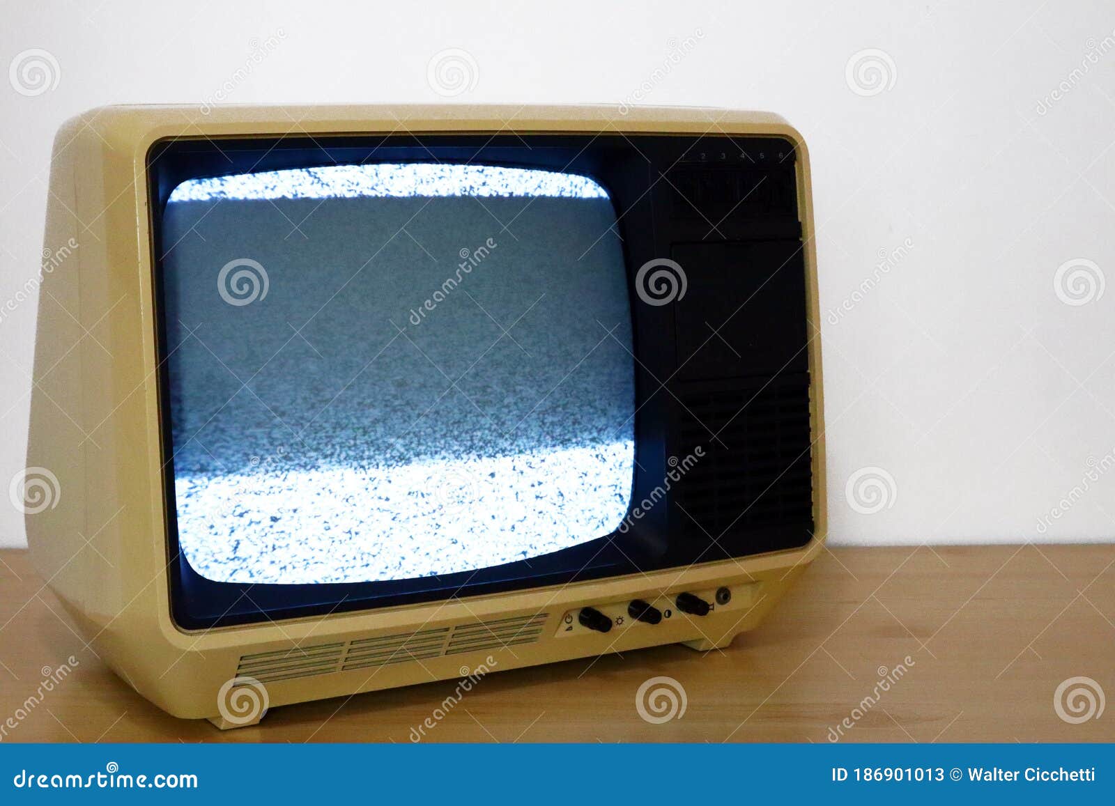 Space Age Retro Old TV with Static Noise Glitch Effect Screen Stock ...