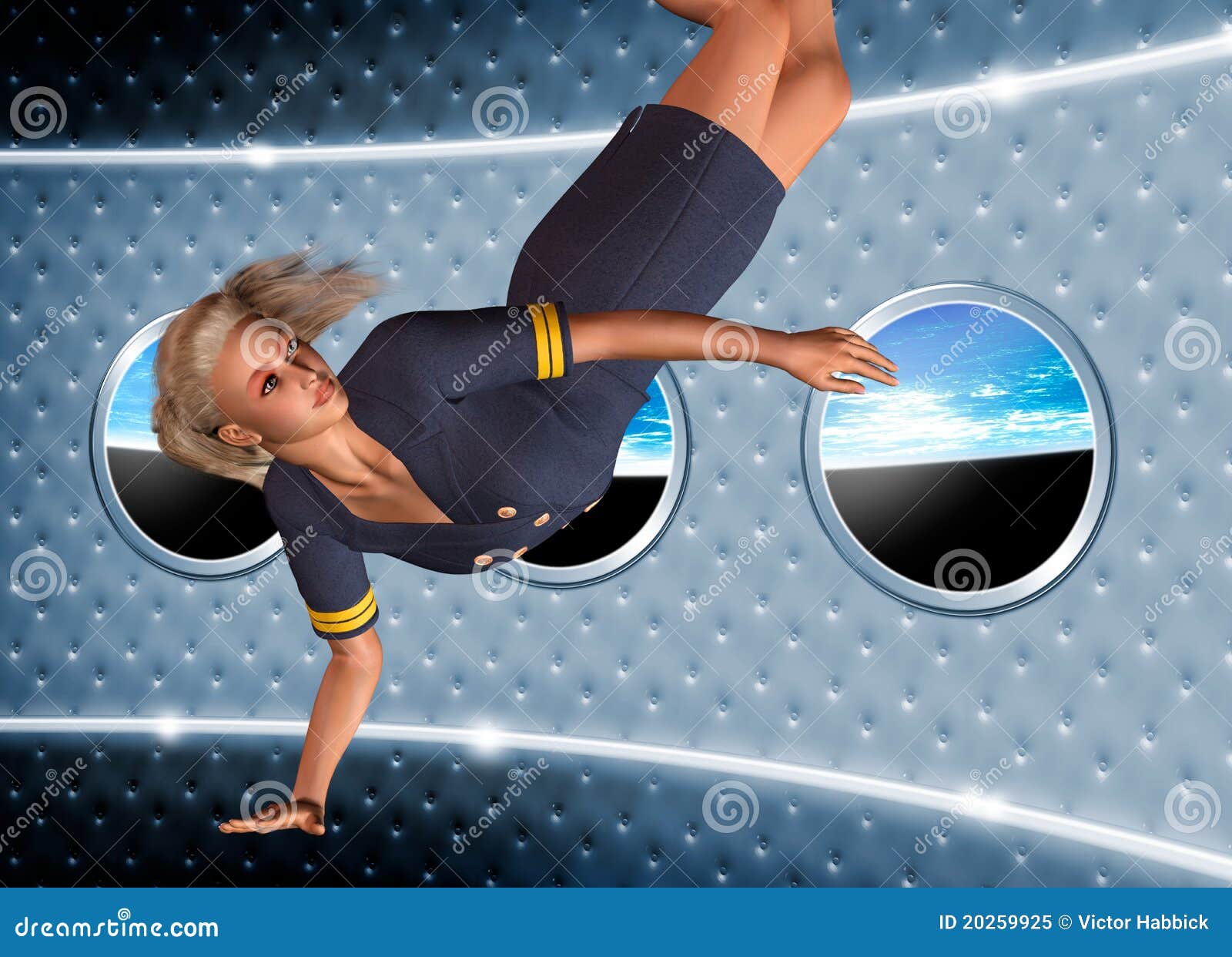 Space air hostess. stock illustration. Illustration of view - 20259925