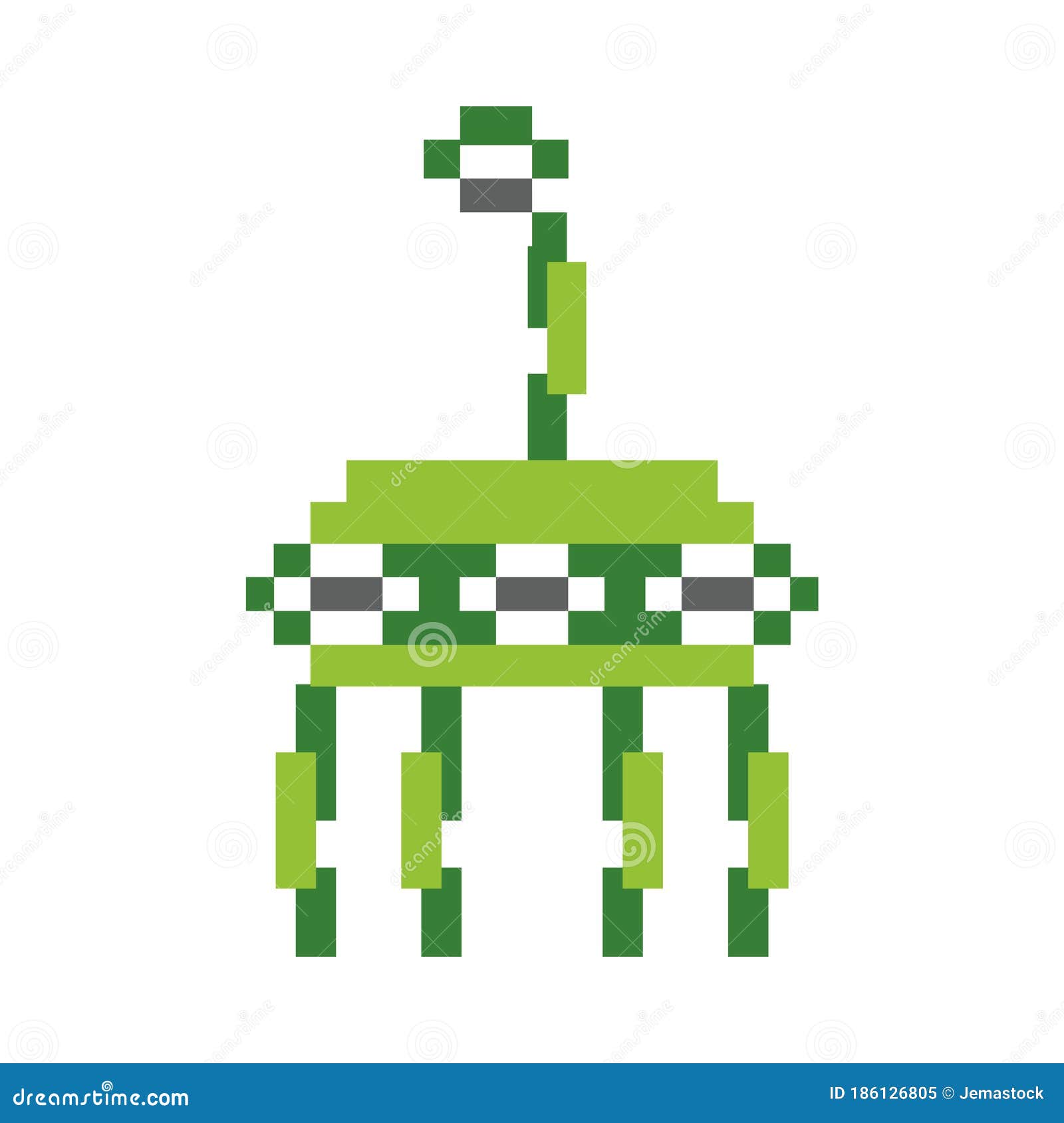 Pixelated Alien In Space Suit With Blaster Shooting Robot. Pixel ...