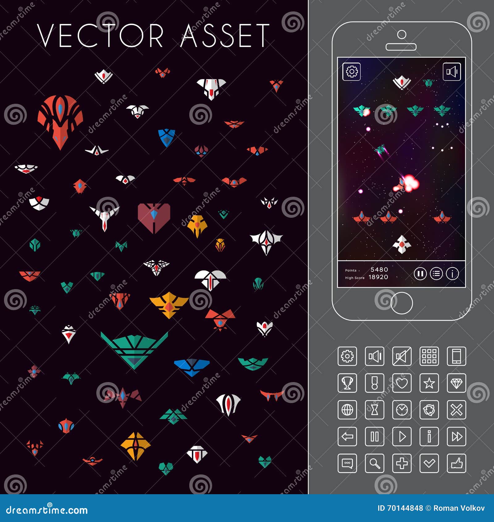 Space Arcade Game. Vector Asset Stock Vector - Illustration of cartoon ...