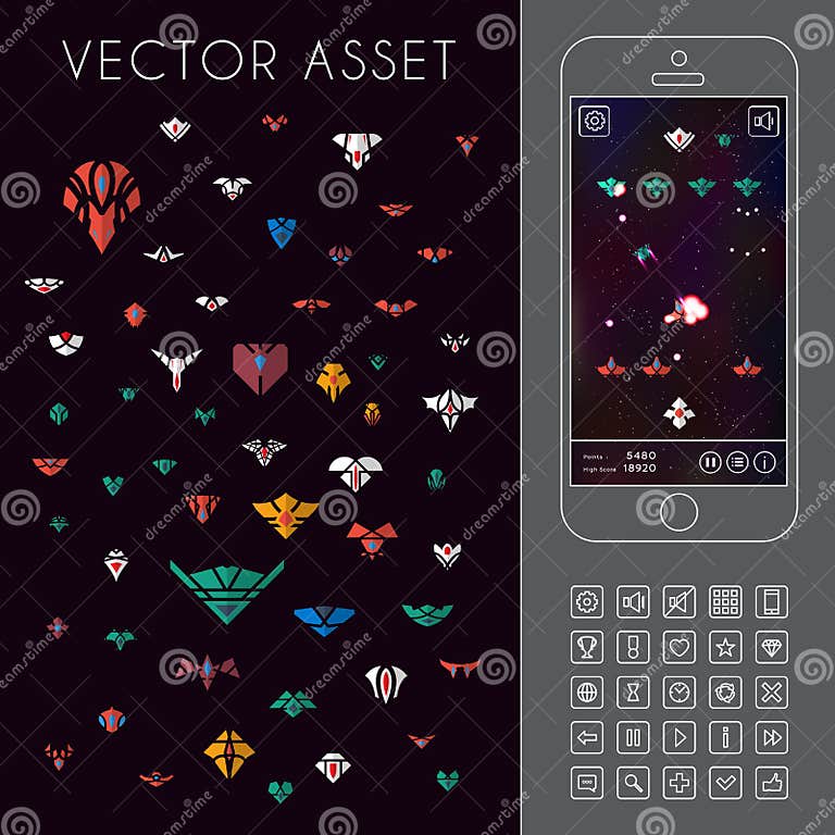 Space Arcade Game. Vector Asset Stock Vector - Illustration of cartoon ...