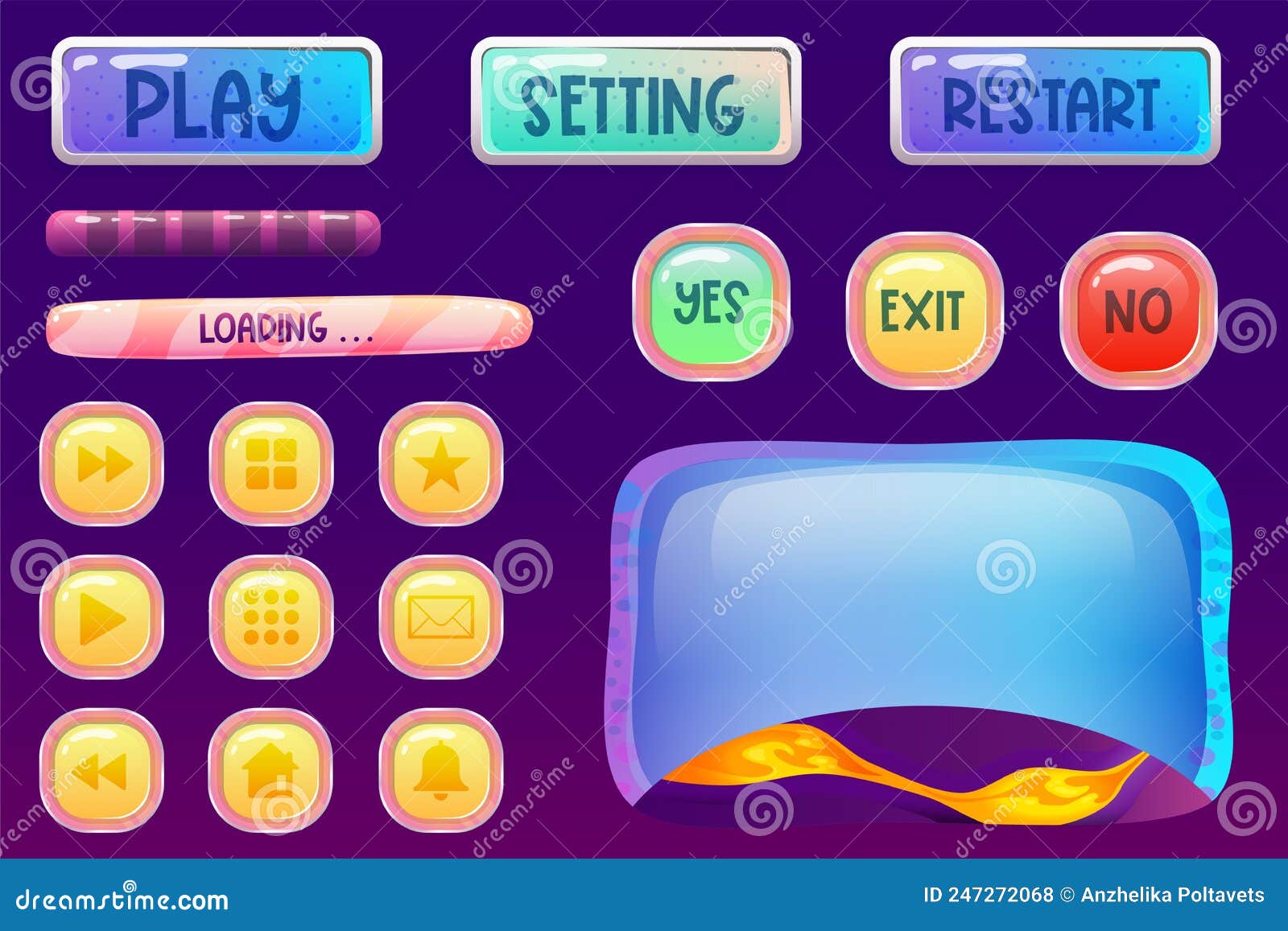 Space Assets, Game Ui Interface Kit with Button and Screen. Isolated ...