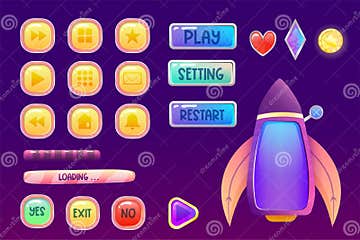 Space Assets, Game Ui Interface Kit with Button and Screen Rocket ...