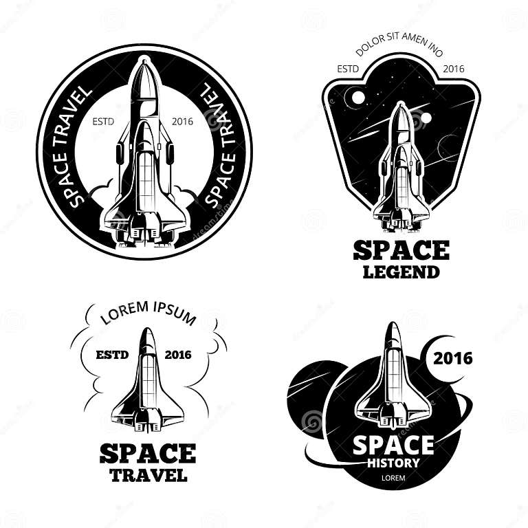 Space Astronaut Badges, Emblems and Logos Vector Set Stock Vector ...