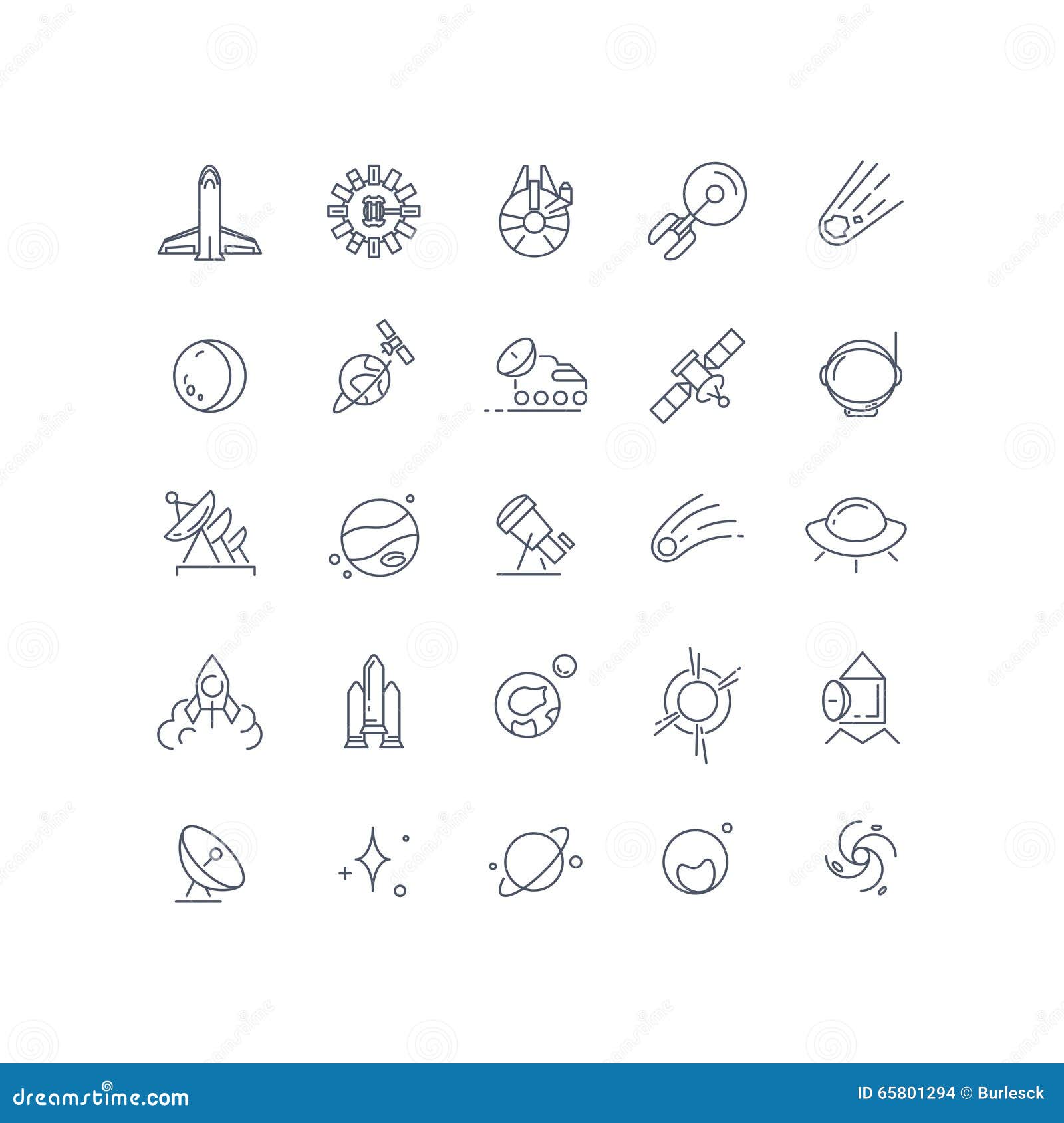 Space and Astronomy Vector Line Icons Stock Vector - Illustration of ...