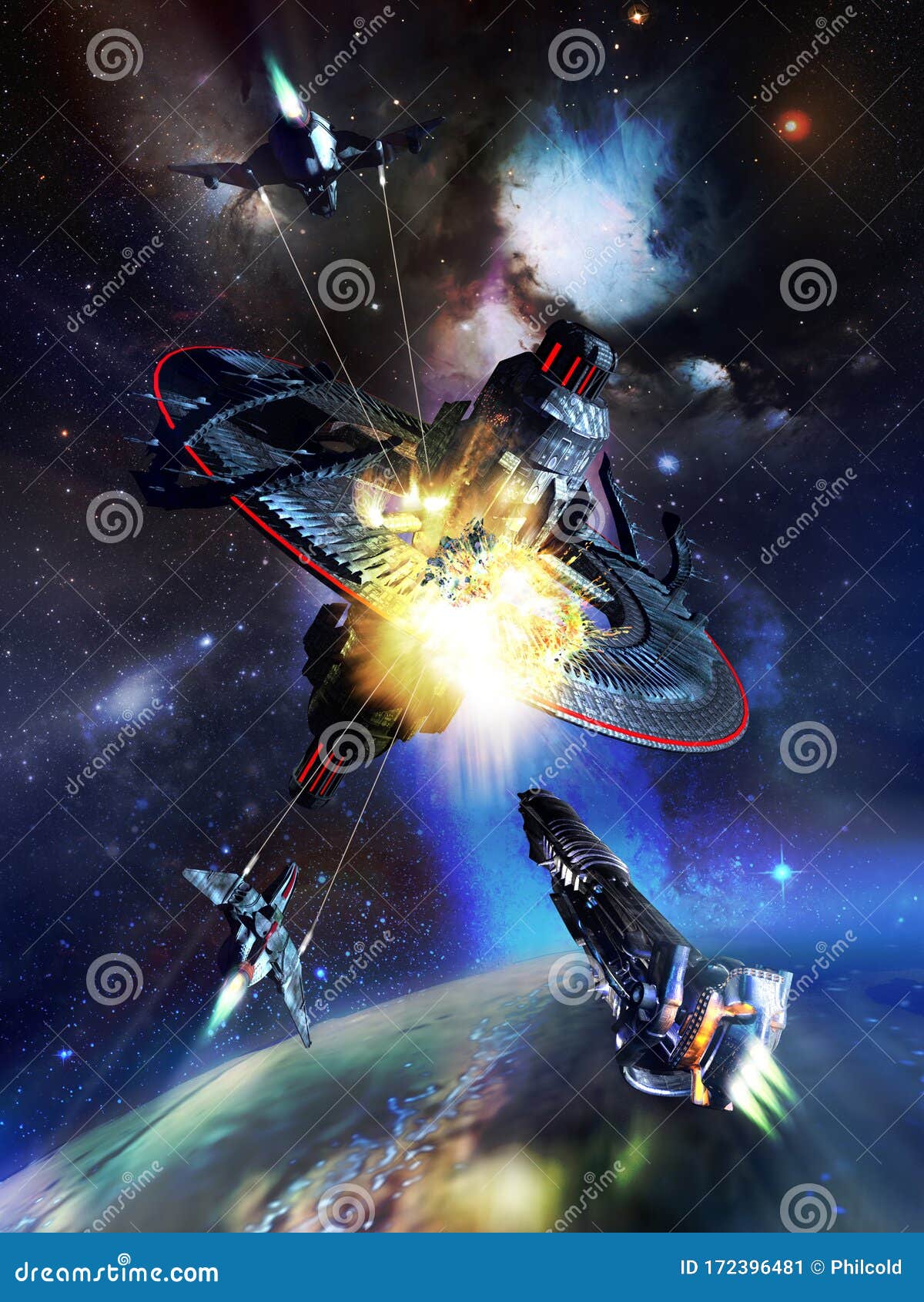 Space attack stock illustration. Illustration of craft - 172396481