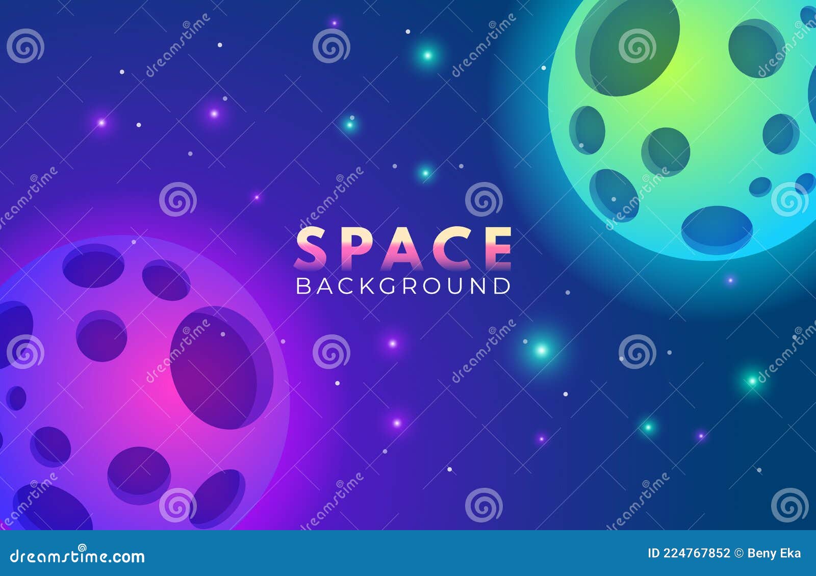 Space Background with Abstract Shape and Planets with Gradient Color ...