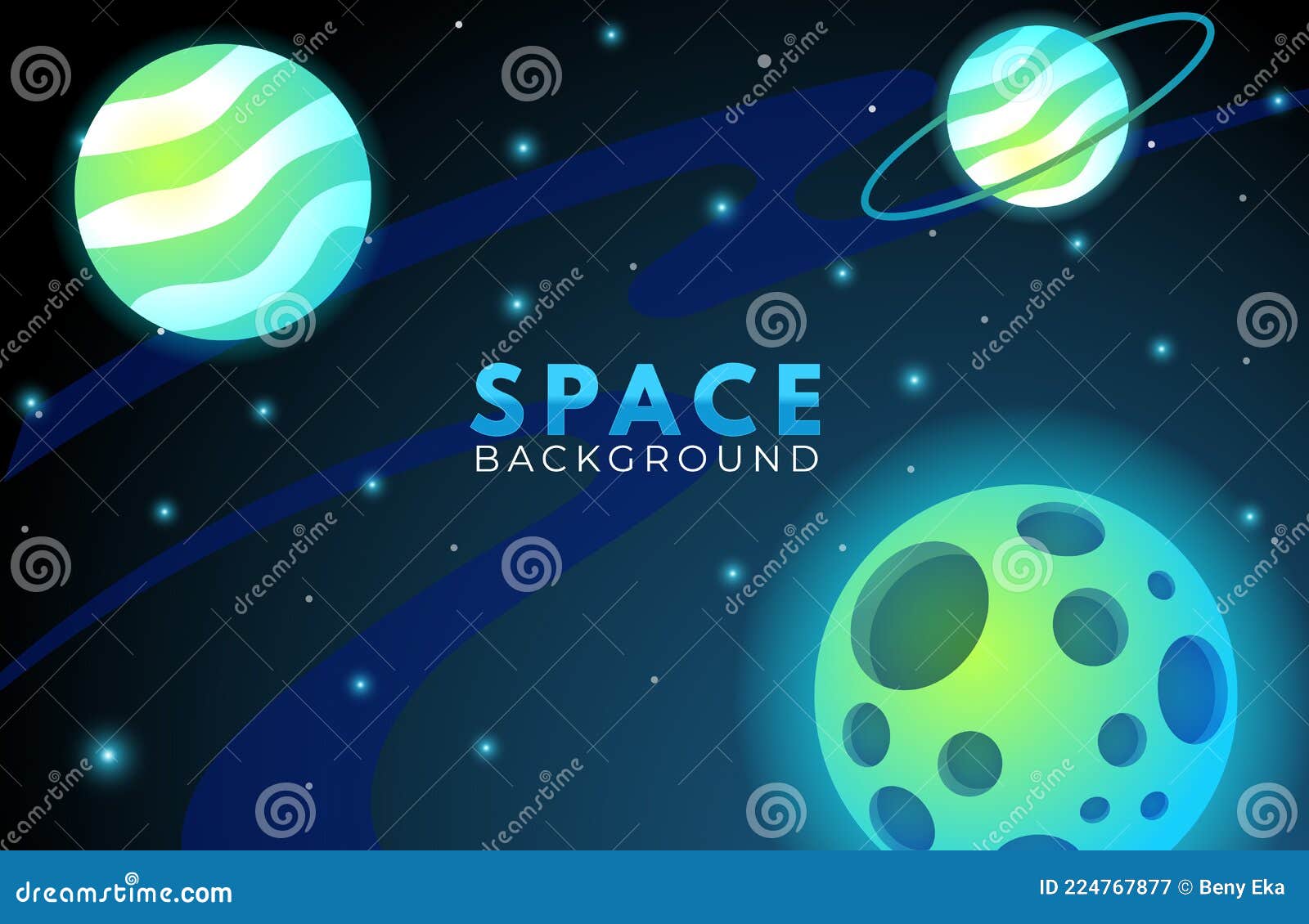 Space Background with Abstract Shape and Planets with Gradient Color ...