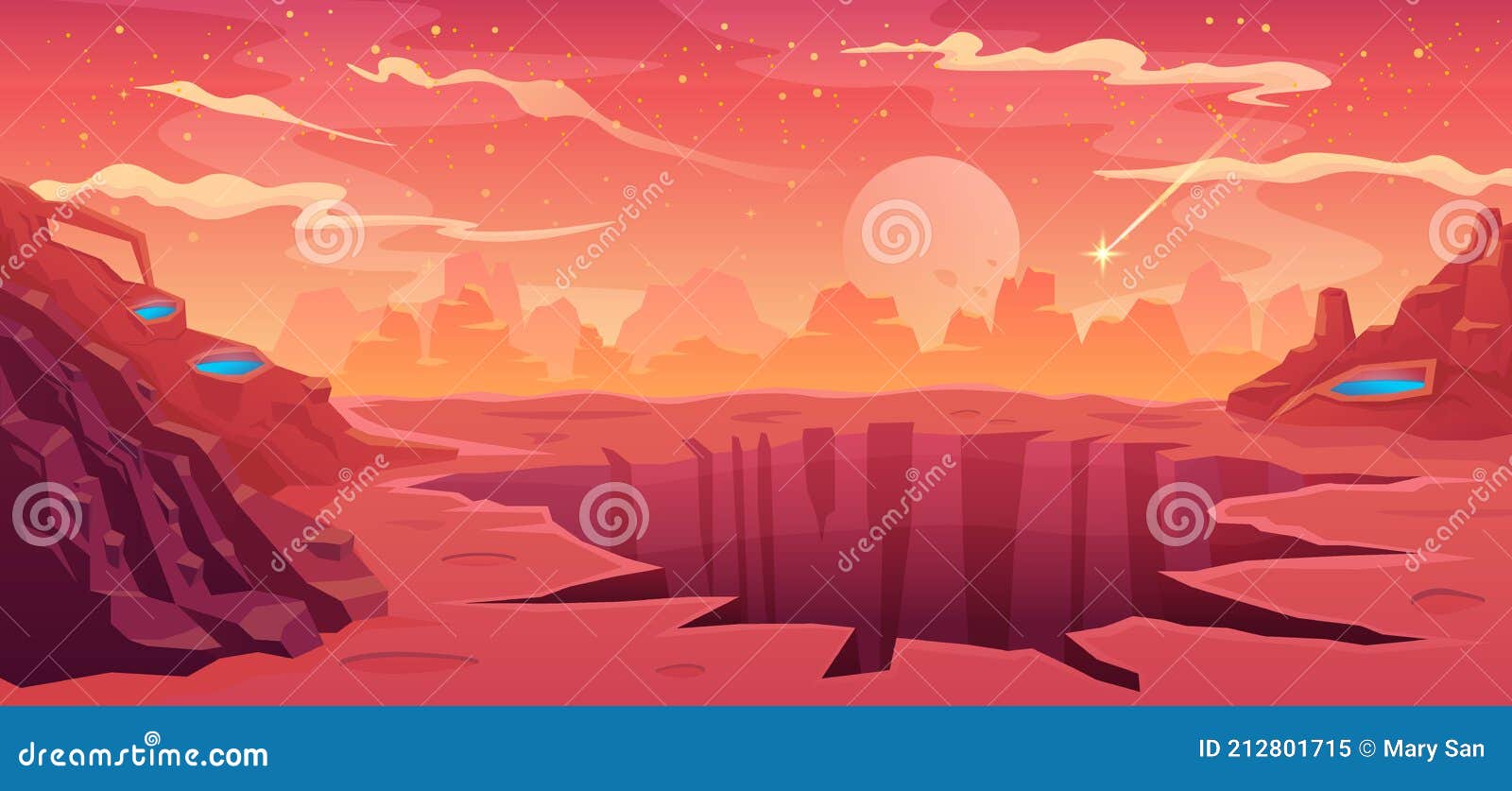 Space Background Alien Fantastic Landscape with Rocks and a Large ...