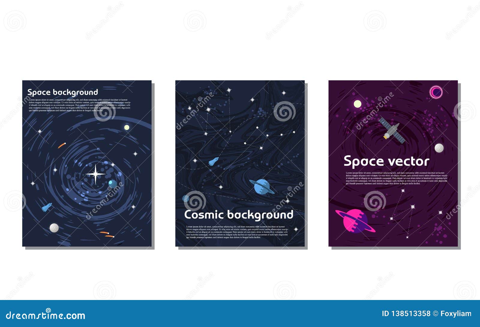 Space Background Banner Set Stock Vector - Illustration of night ...