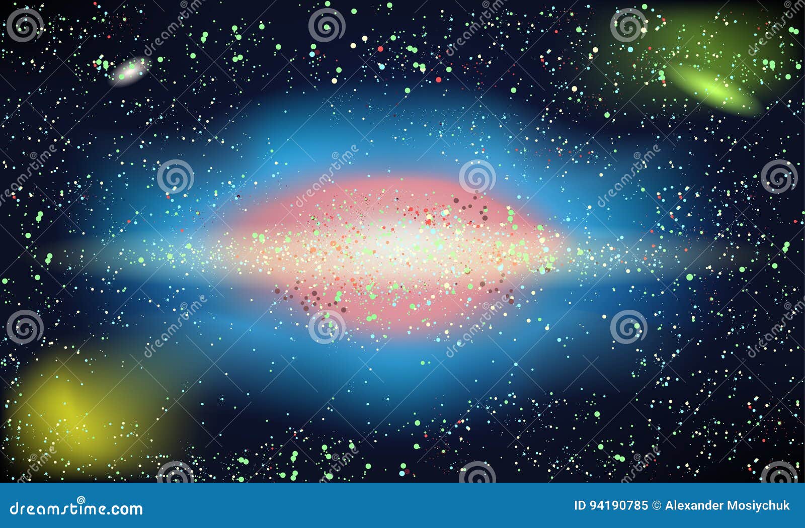 Bright Galaxy And Whirling Nebula, Deep Space, Cosmic Marvel, High ...