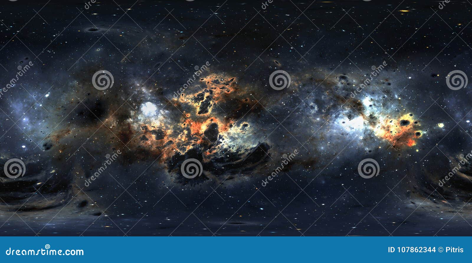 Space Background With Dust Nebula And Stars. Panorama, Environment 360 ...