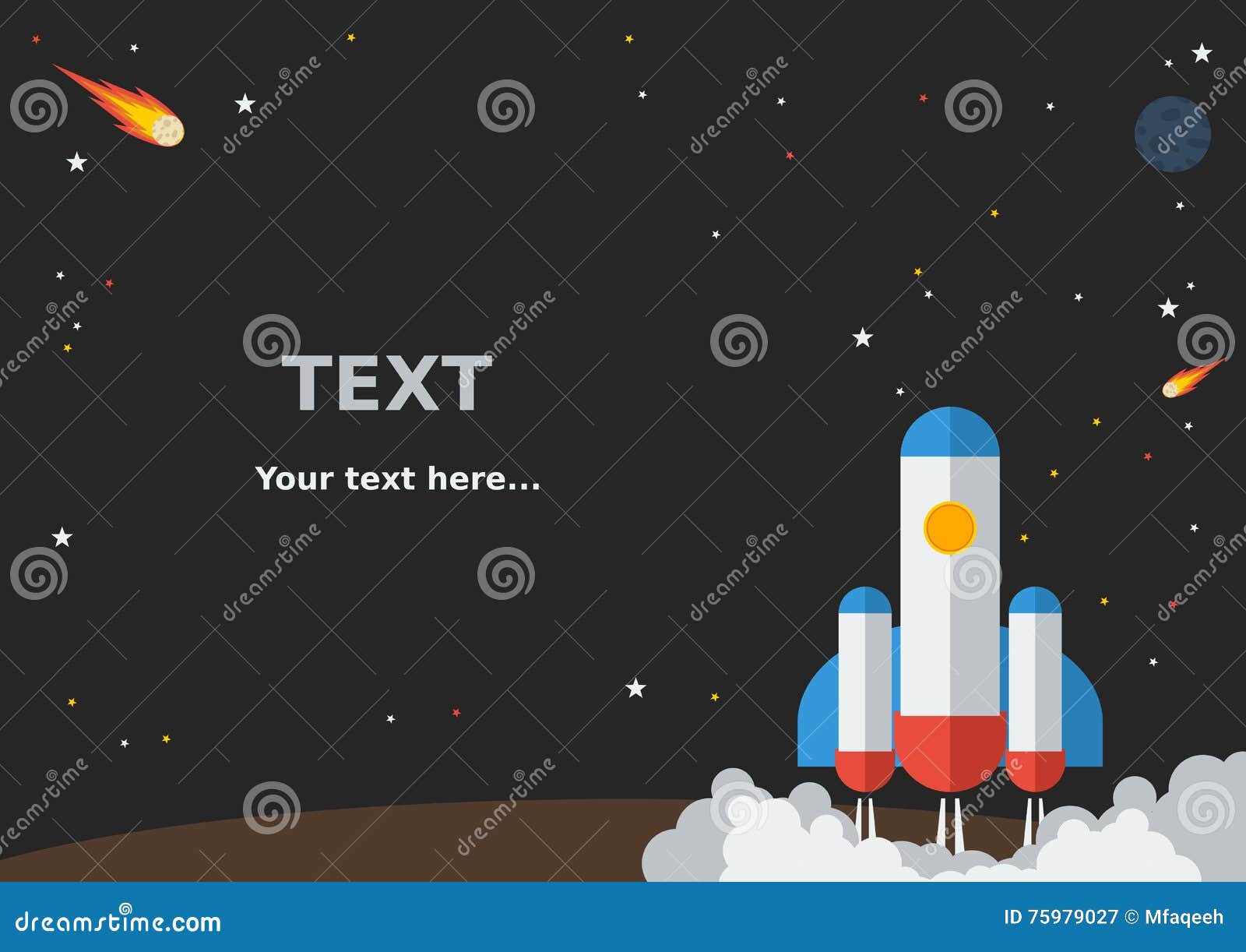 Flat Style Space Rocket Launching for Text Background Stock Vector ...