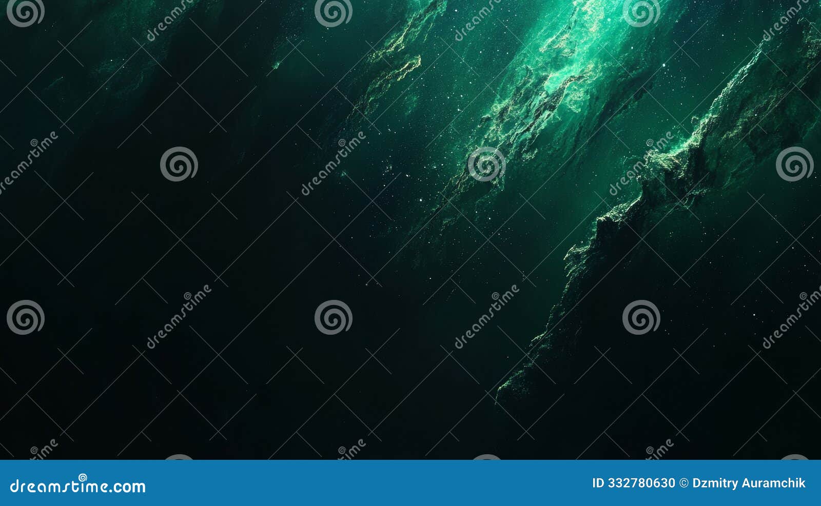 A Realistic Green Cosmic Background Includes Starry Nebulas And ...