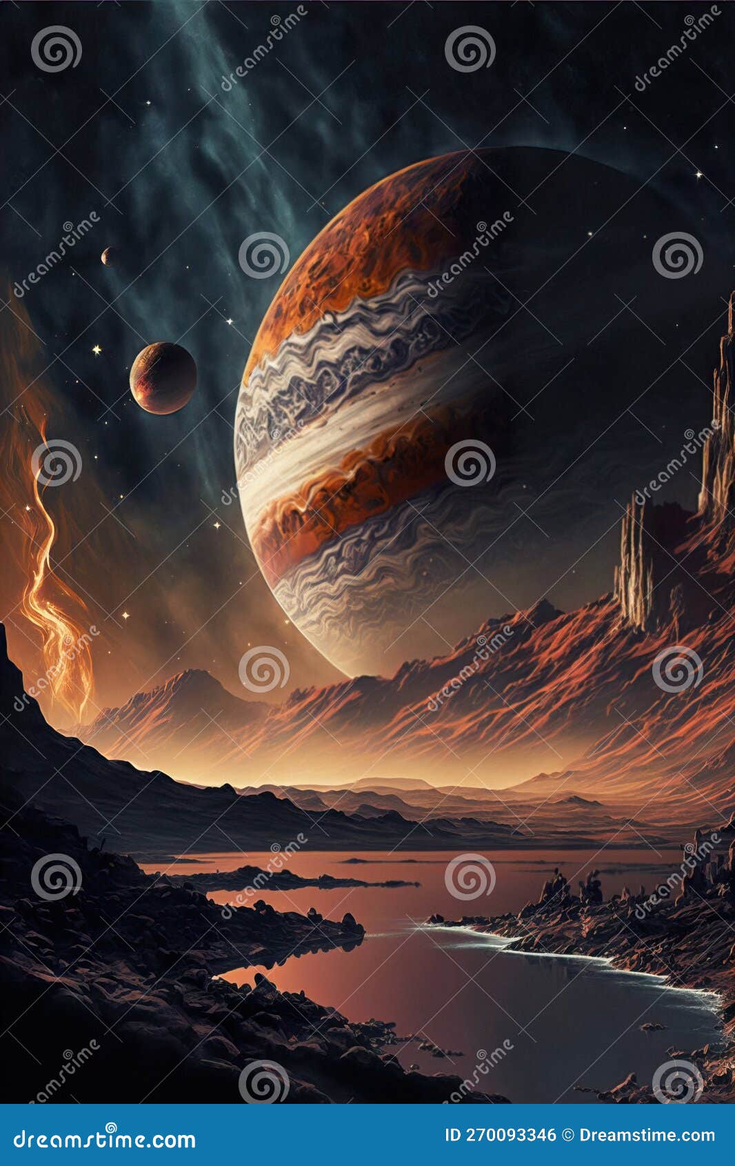 Jupiter With Satellite Icon. Thin Linear Jupiter With Satellite Outline Icon Isolated On White ...