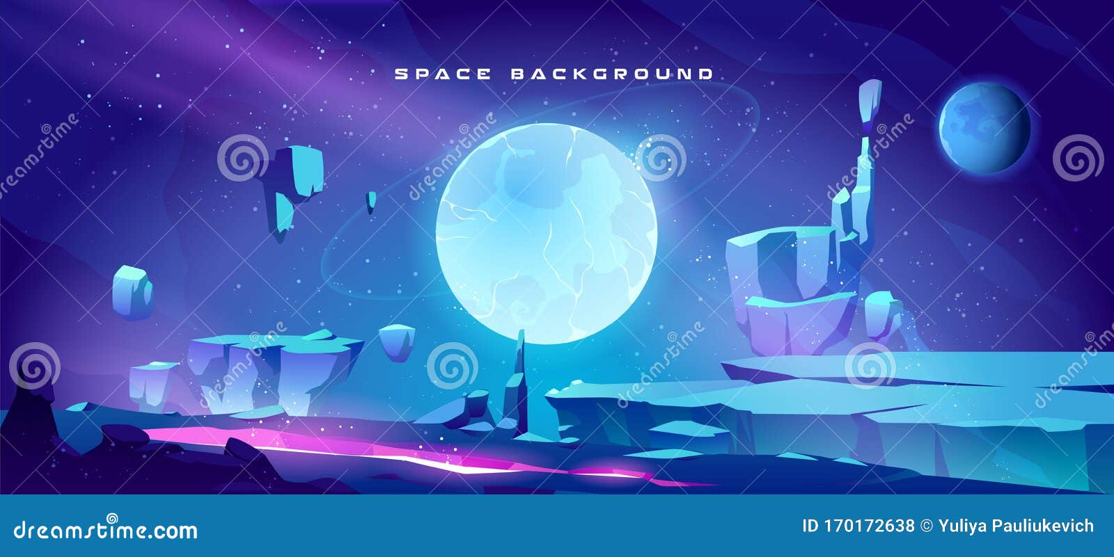 Space Background with Landscape of Planet Stock Vector - Illustration ...